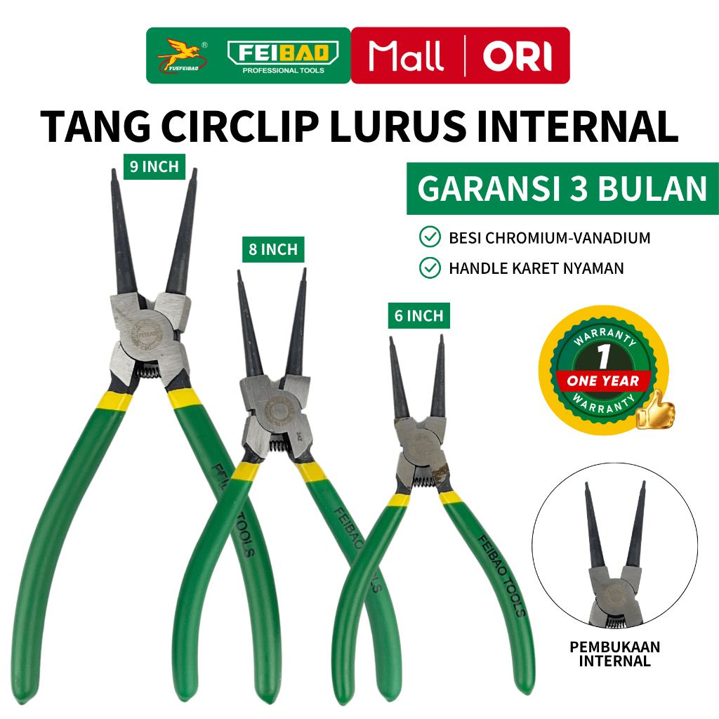 Jual AqibSaza Feibao Tang Penjepit Ring Lurus 6 8 9 Inch Snap Ring ...