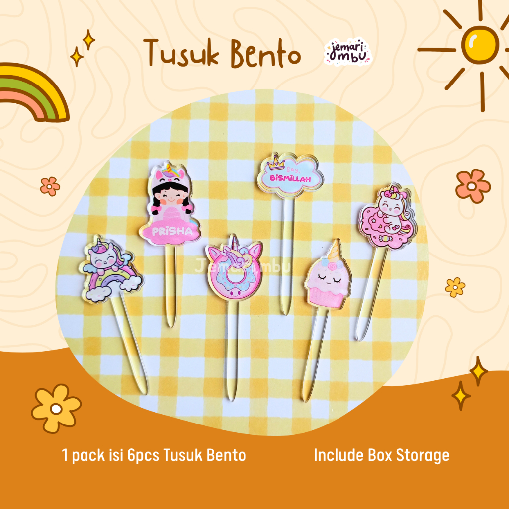 Jual JM TUSUK BENTO TUSUK BEKAL isi 6pcs TUSUK BENTO CUSTOM NAMA TUSUK ...