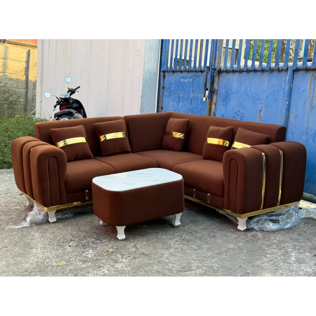 Jual Sofa ruang tamu Lauren lis meja sudut oval Bahan nylex dan bahan ...