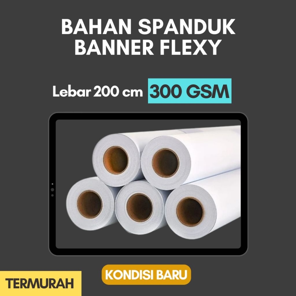 Jual Bahan Spanduk Banner 300GSM Baru Polos Putih Flexi Uk lebar 200cm ...
