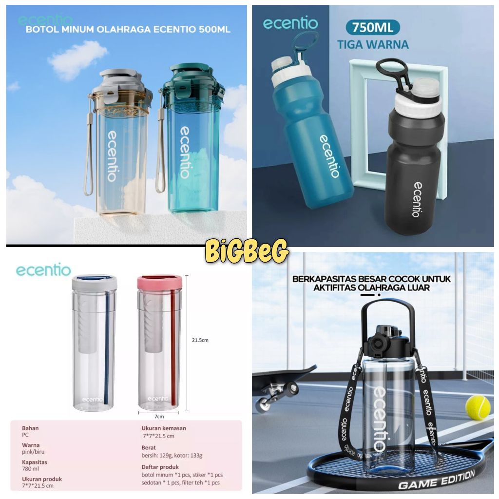 Jual ecentio Botol Minum Tempat Air Minum BPA Free Anti Bocor | Shopee ...