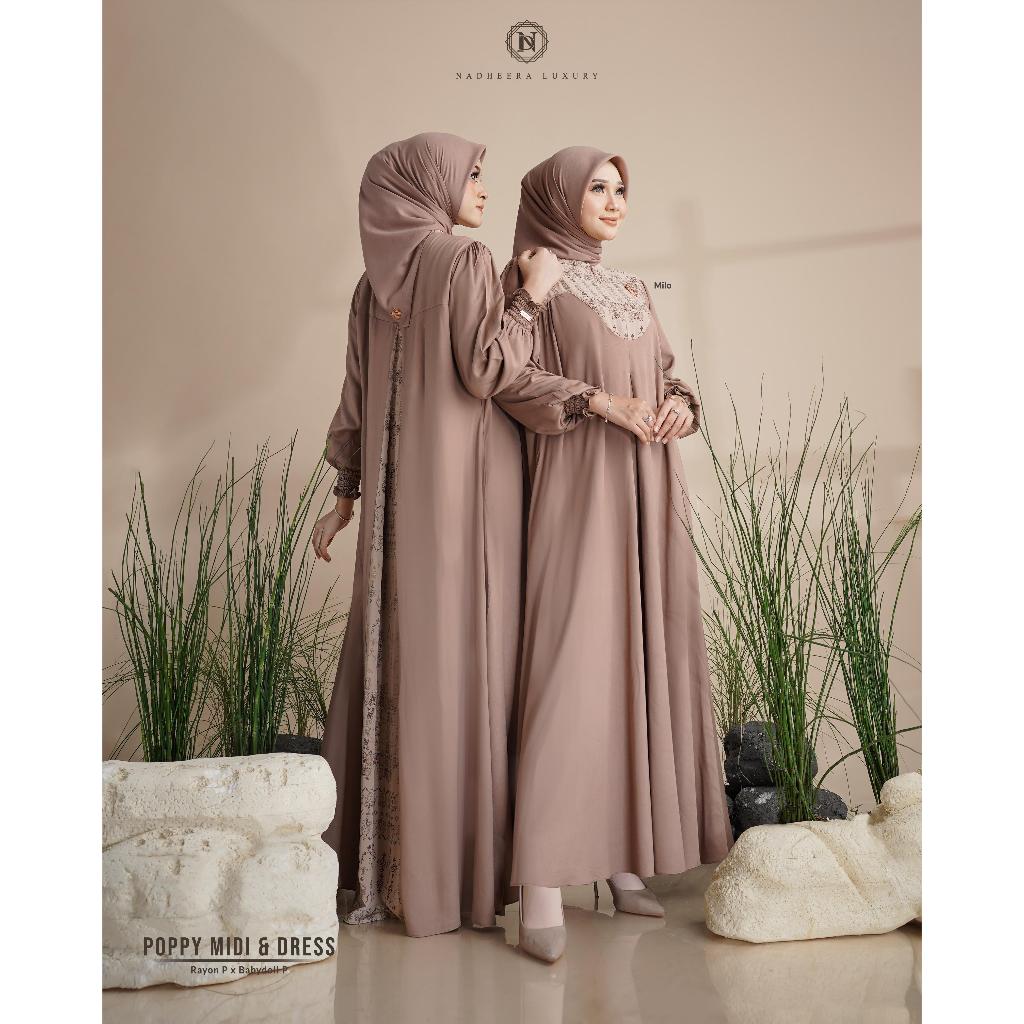 Jual POPPY SERIES DRESS DAN MIDI DRESS BY NADHEERA LUXURY GAMIS SIMPEL ELEGAN BAHAN RAYON ...