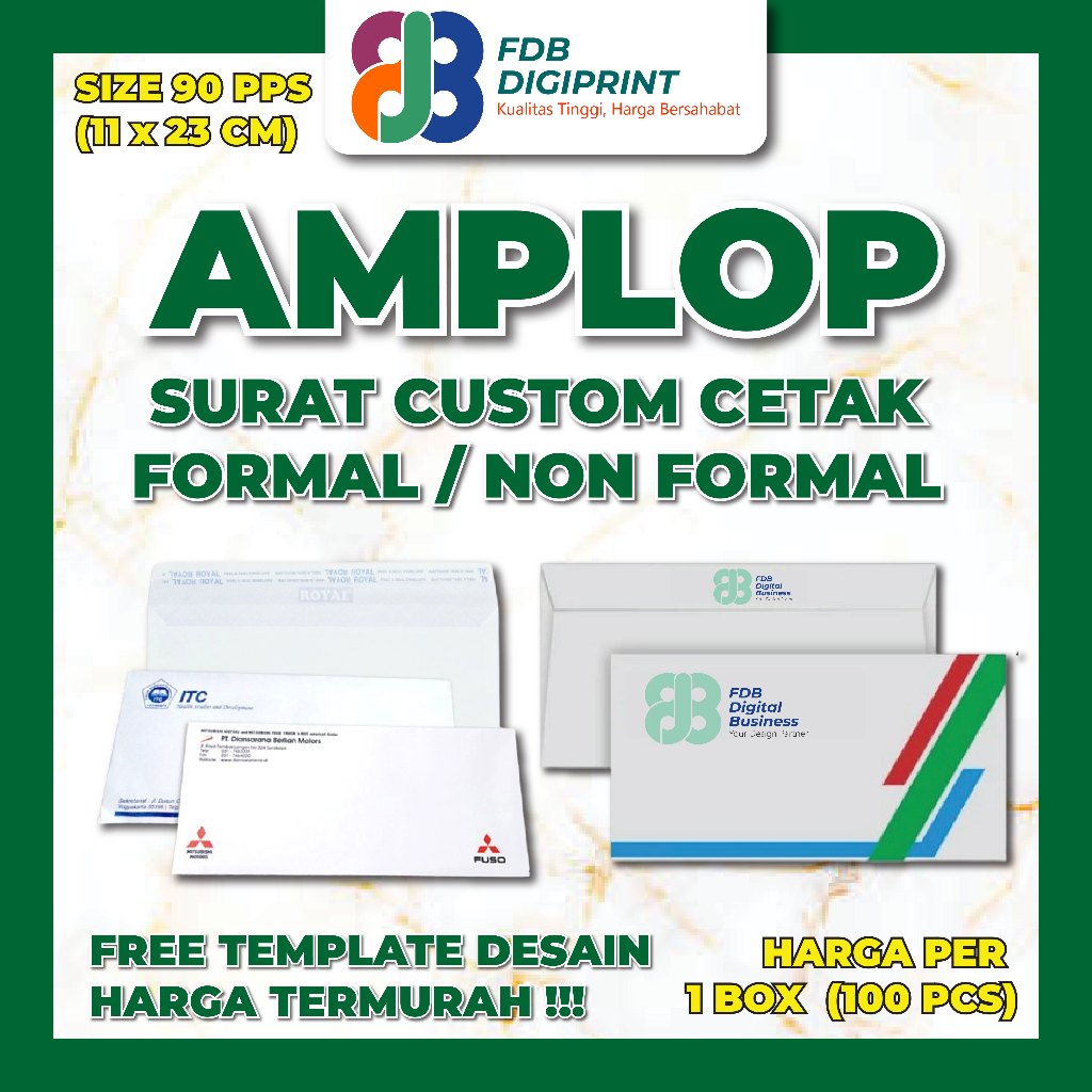 Jual Custom Cetak Desain Amplop Surat Resmi Formal Non Formal Per Box ...