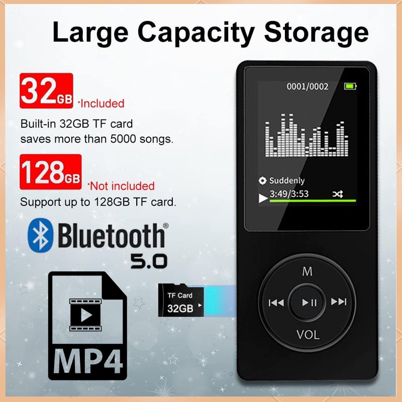 Jual Pemutar MP3 dengan Bluetooth, Pemutar Musik MP4 32GB dengan Slot ...