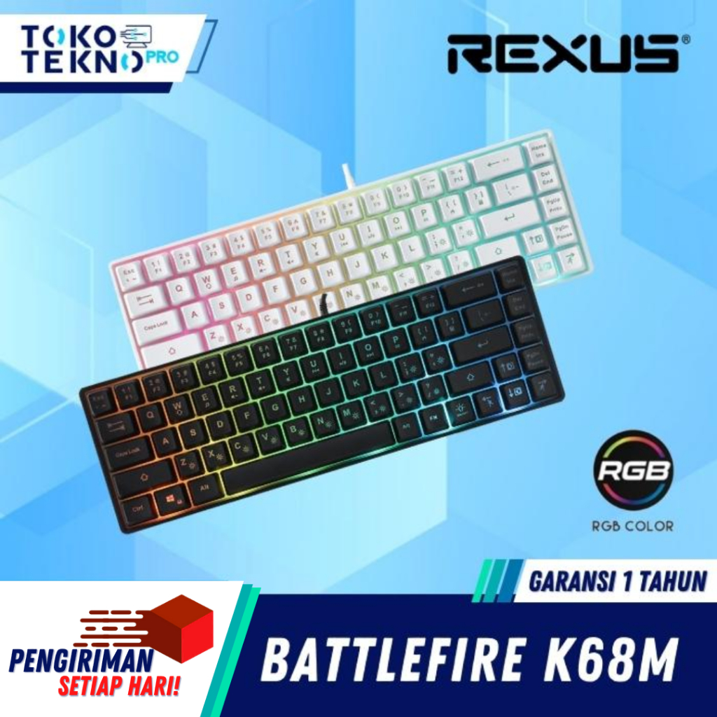 Jual Rexus K68M Membrane Gaming Keyboard RGB Lighting | Shopee Indonesia