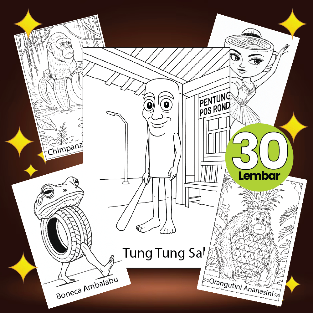 Jual 30 LEMBAR MEWARNAI ANOMALI, ITALIAN BRAINROT | TUNG TUNG TUNG ...