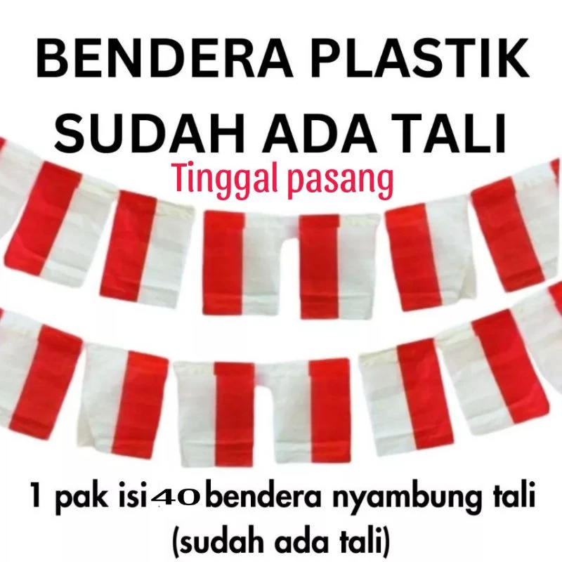 Jual 10PACK Bendera Renteng Plastik Merah Putih Panjang 6 Meter ...