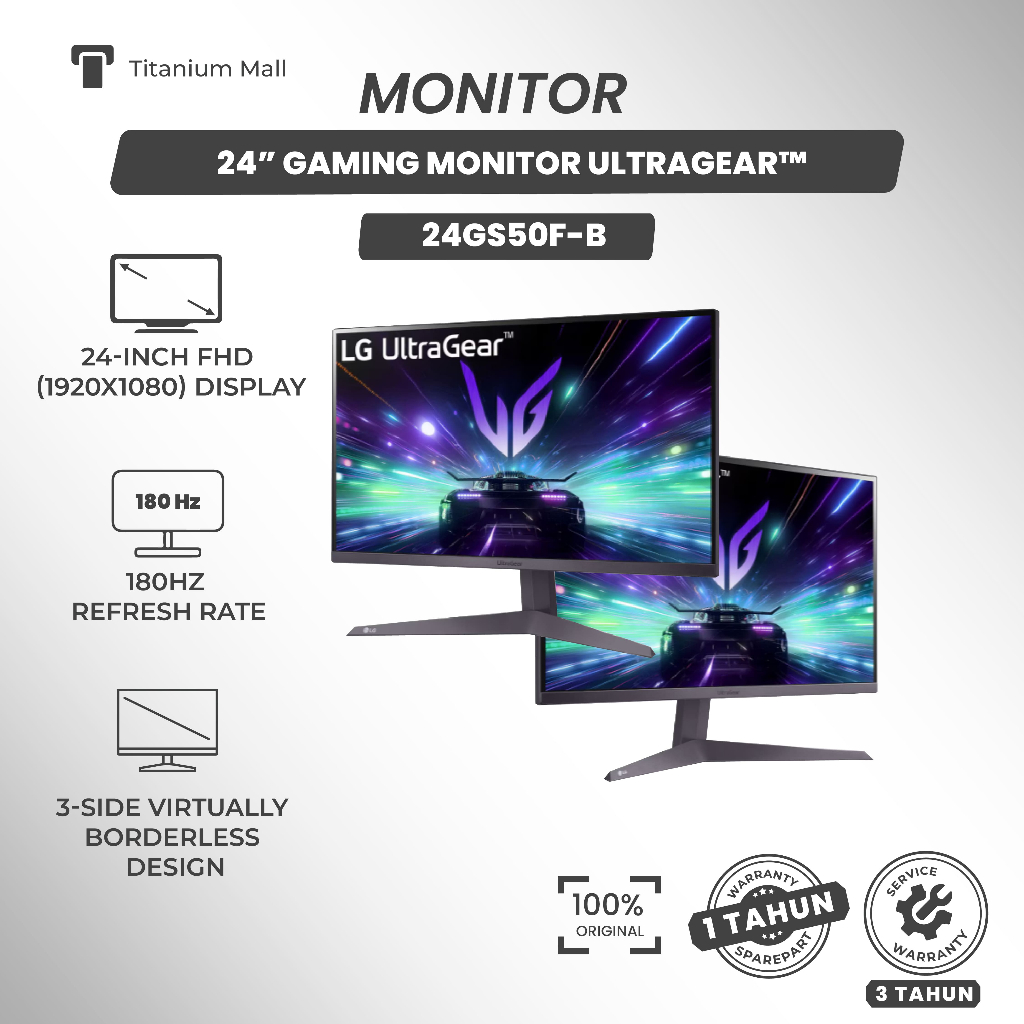 Jual LG 24GS50F-B 24 Inch Monitor FHD 1ms 180Hz HDR10 Borderless ...