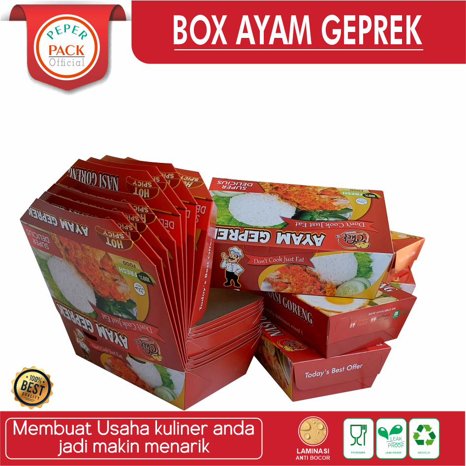 Jual Dus Ayam Geprek Lunch Box Kotak Nasi Isi 35 Dus Ayam Celup Take ...