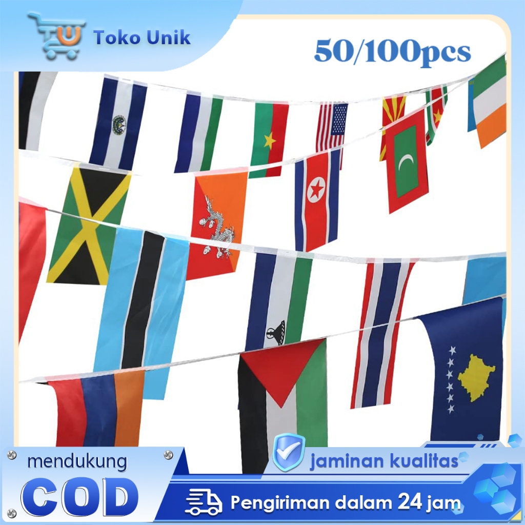 Jual Bendera Negara Dunia Renceng 100pcs Country Flag Bendera Semua ...