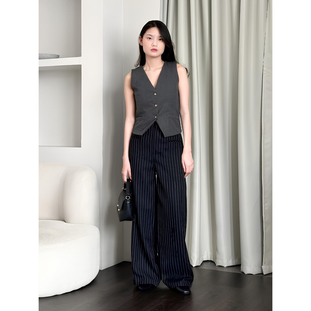 Jual Elora Pants - Loose Pants Stripe Trouser Wanita - Celana Garis ...