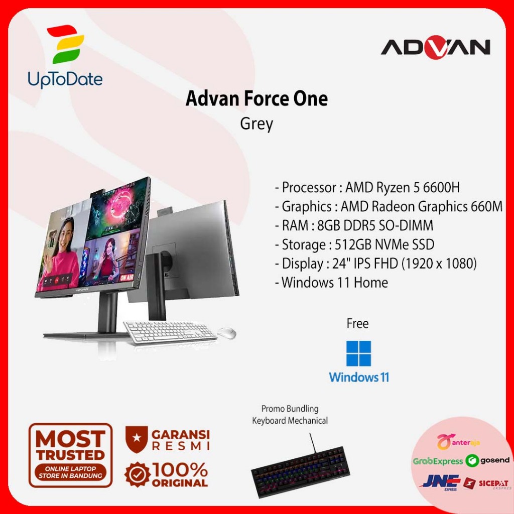 Jual Advan Force One PC AMD Ryzen 5 6600H 8GB 512GB 24" FHD WIN11 ...
