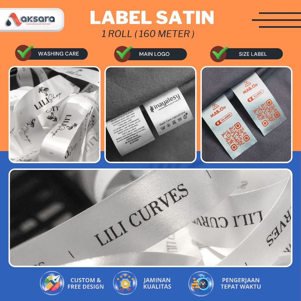 Jual 𝟭 𝗥𝗢𝗟𝗟 𝗦𝗮𝘁𝗶𝗻 Label Baju Label Pakaian Label Mukena Label Hijab ...