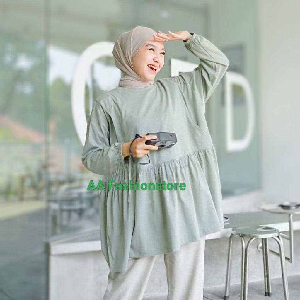 Jual Baju Busui Ruffle Top Oversized // Kaos Busui Bukaan Samping Kanan ...