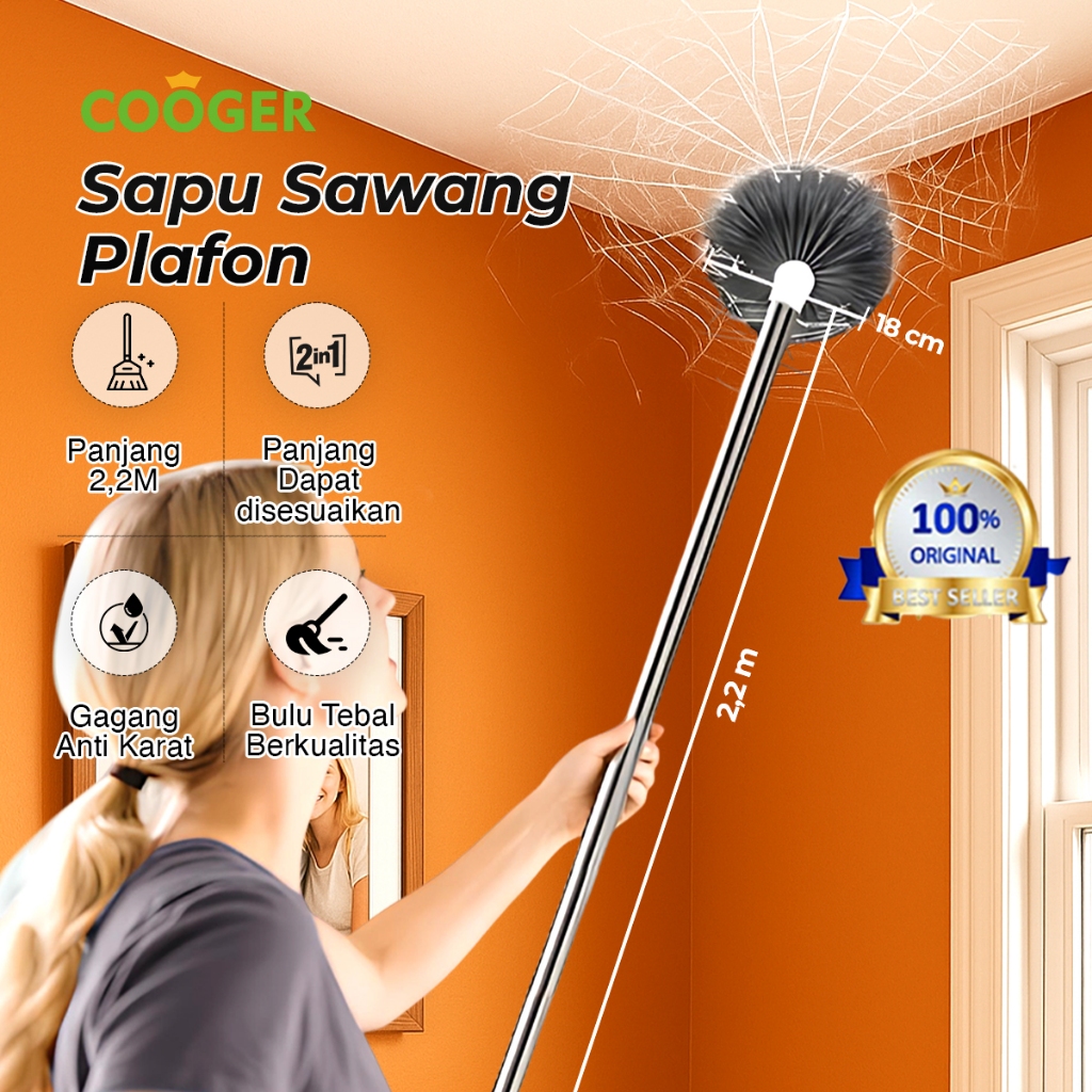 Jual COOGER Sapu Langit Sapu Sawang 2.5 Meter Sapu Serbaguna Untuk Atap Dan Langit - Langit Dust ...