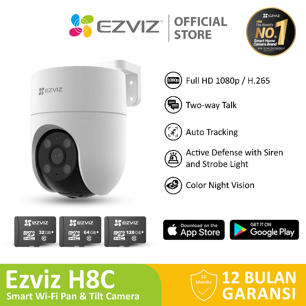 Jual Ezviz H8c 2MP Smart Home IP Camera CCTV Outdoor w/SD Card 64/128 ...