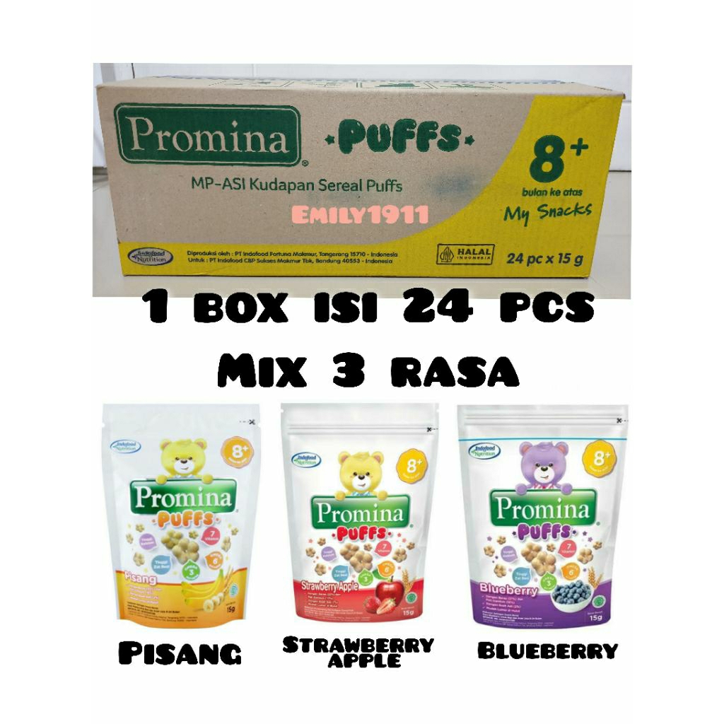 Jual Promina puffs / puff / snack - 1 box / 1 karton isi 24 bungkus ...