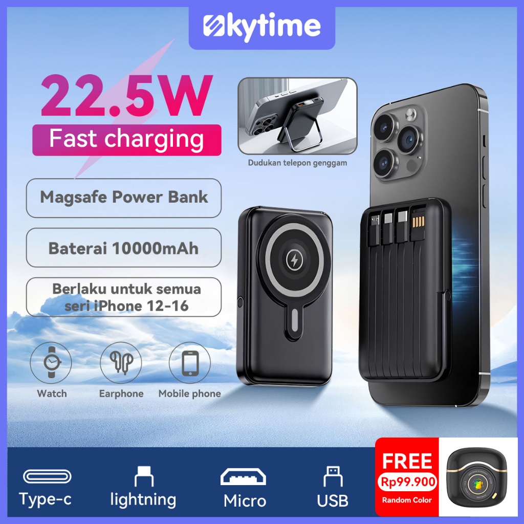 Jual Skytime 4in1 Magsafe Powerbank Fast Charging 10000mah powerbank iphone fast charging power ...