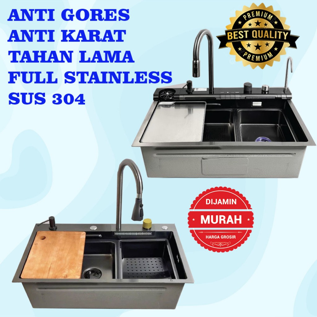 Jual Kitchen Sink Modern Tebal 3mm Stainless Steel Tempat Cuci Cucian ...