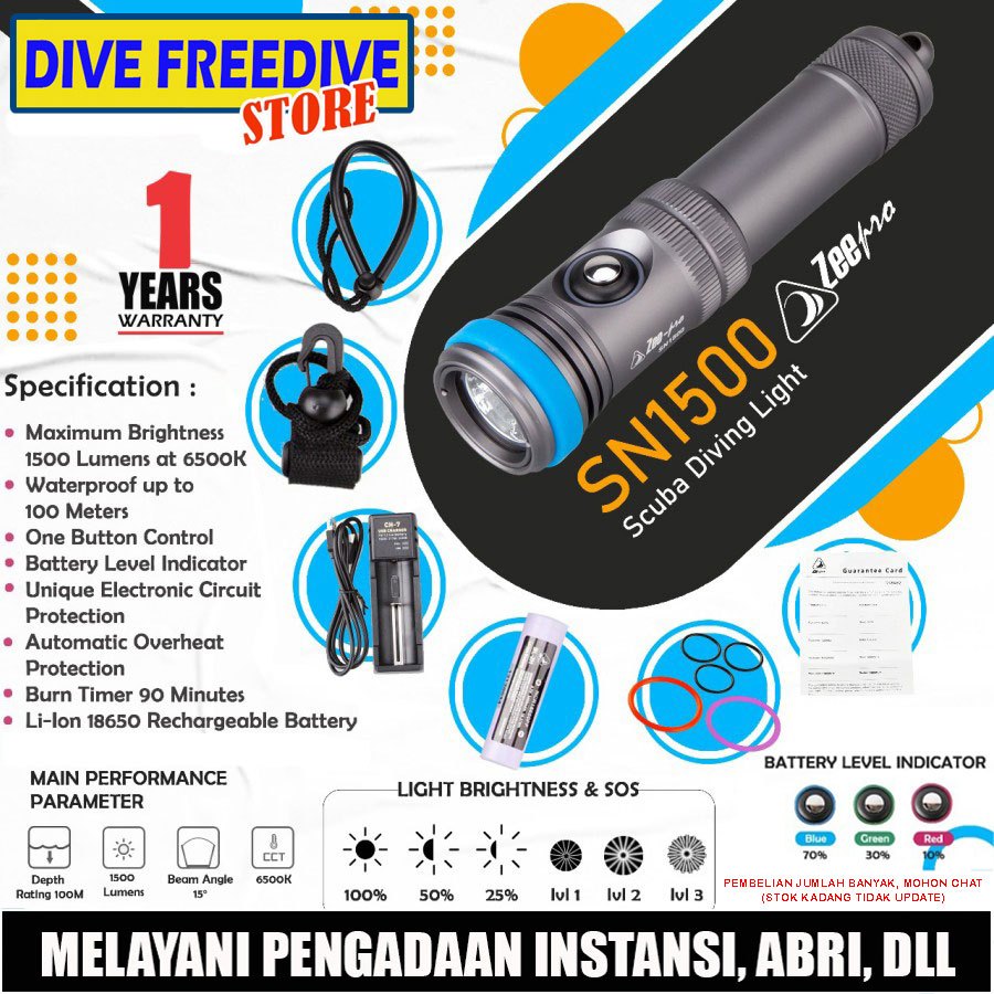 Jual Torch Light Zeepro SN1500 1500 Lumens Collab Weefine WF083 Senter ...