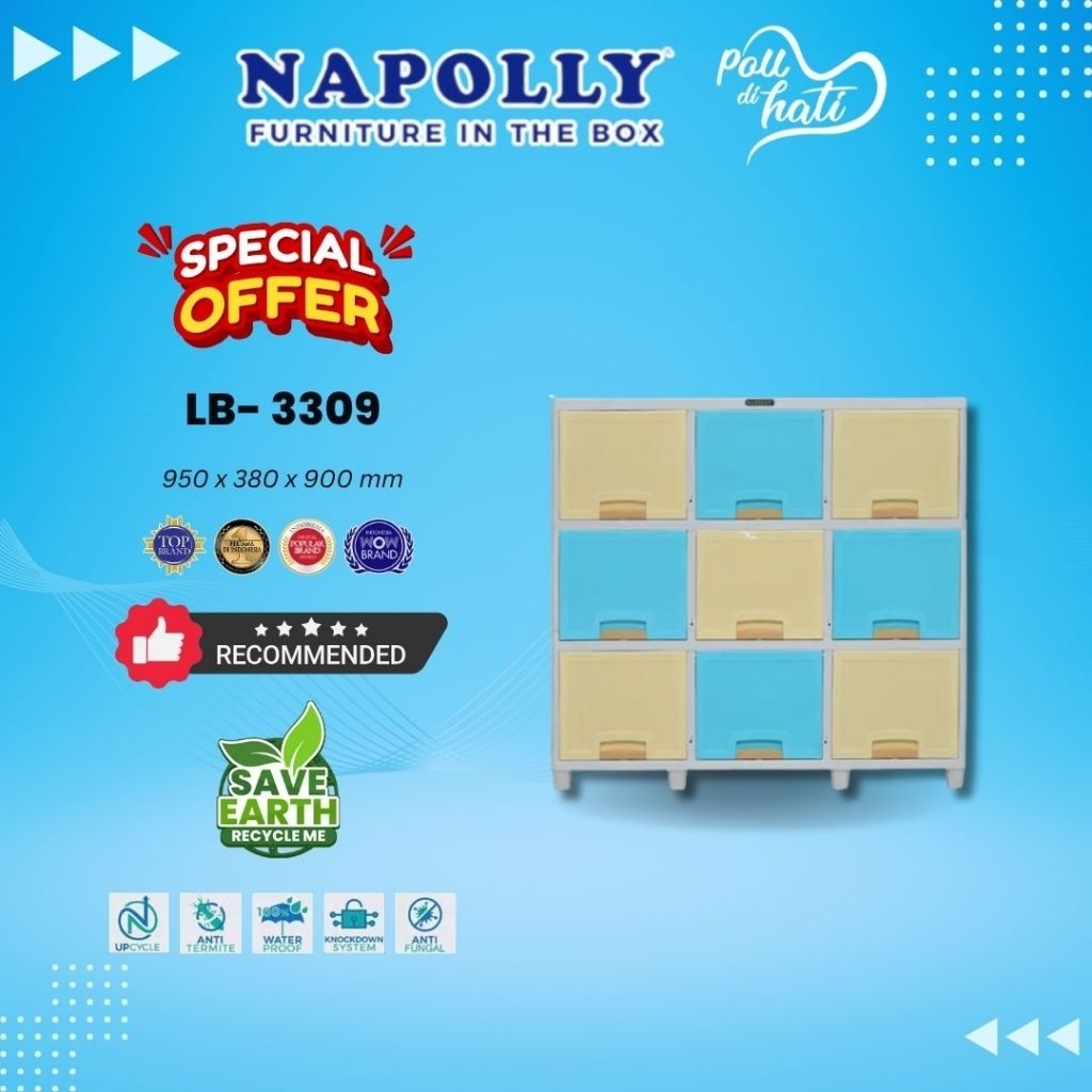 Jual NAPOLLY-LOCKER-BOX-LB.3309-(9penyimpanan.warna-APPLE&LEMON ...