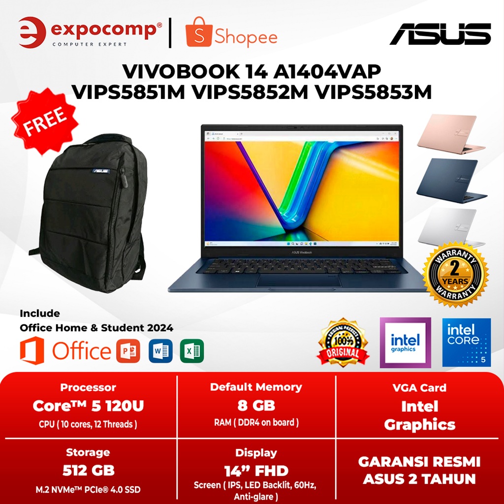 Jual ASUS VIVOBOOK 14 A1404VAP VIPS5851M VIPS5852M VIPS5853M INTEL CORE ...