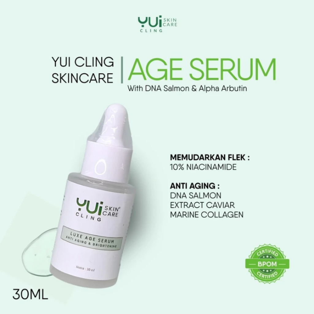 Jual YUI Cling Luxe Age Serum Anti Aging & Brightening dengan 10% Niacinamide DNA Salmon & Alpha ...