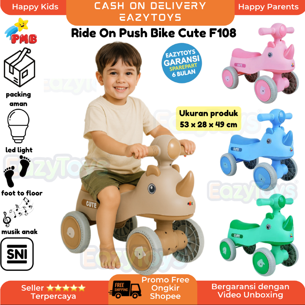 Jual Mobil Anak Bisa Dinaiki Karakter Animal Balance Bike Push Bike ...