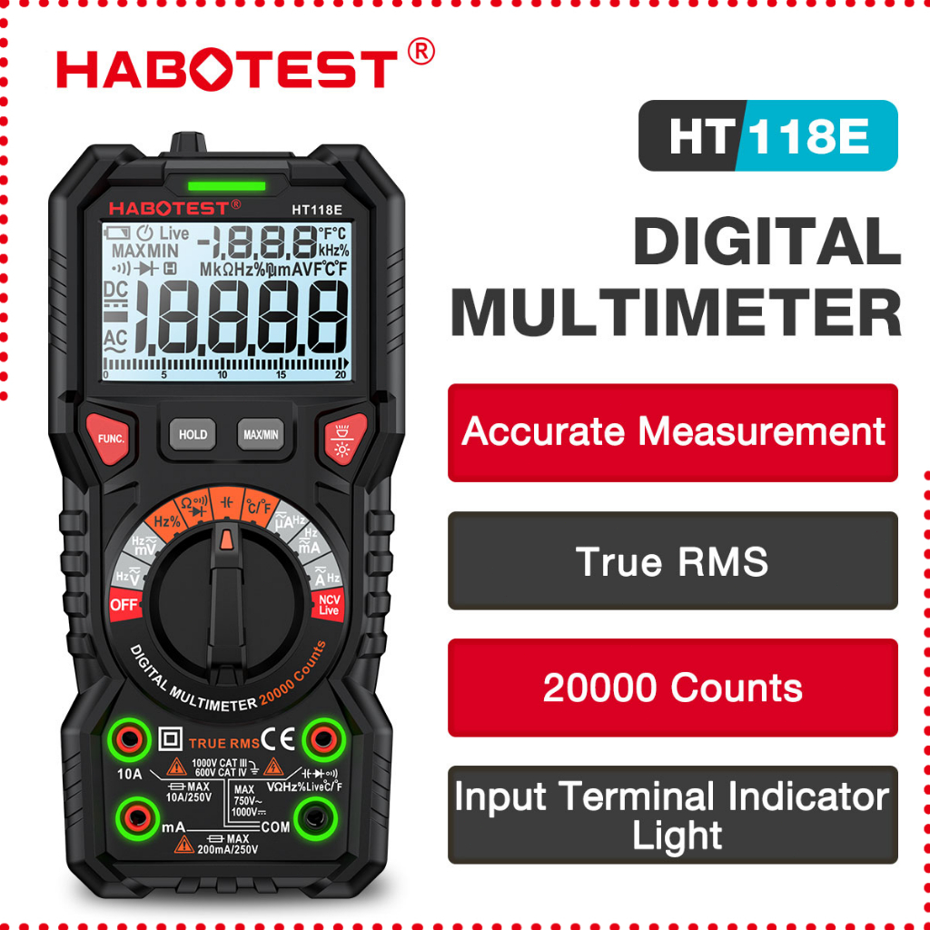 Jual HABOTEST HT118 Multimeter Presisi Tinggi 1000V AC/DC Multimeter ...