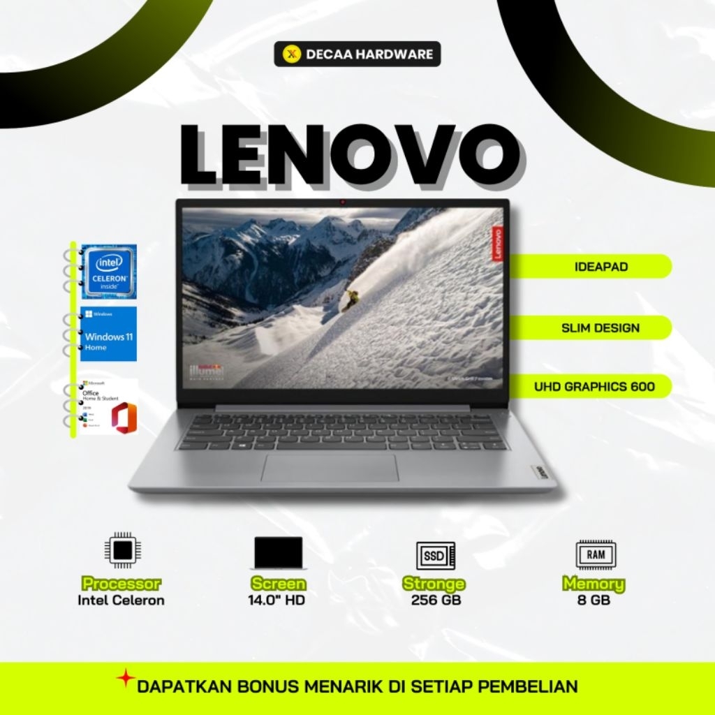 Jual Lenovo Ideapad | INTEL CELERON | RAM 8GB | SSD 256GB | DISPLAY 14 ...