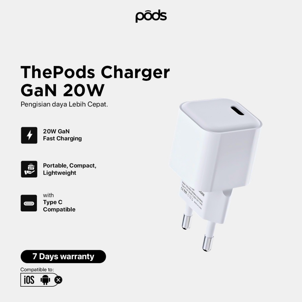 Jual [PRODUK VIRAL] Fast Charging Charger Mini Adaptor GaN 20W Kabel ...