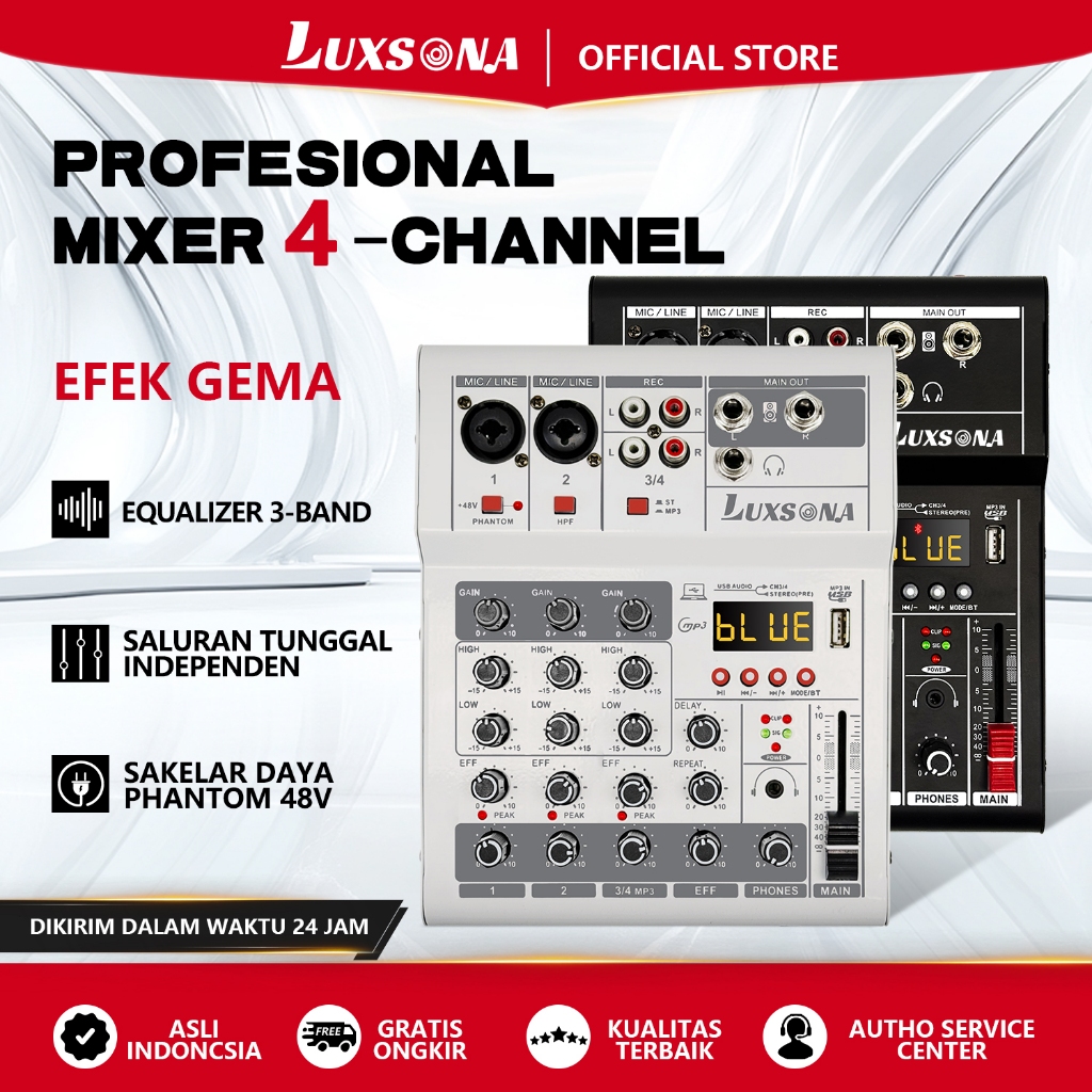 Jual LUXSONA Mixer 4 Channel Audio Mixer Mini Soundcard USB Bluetooth ...