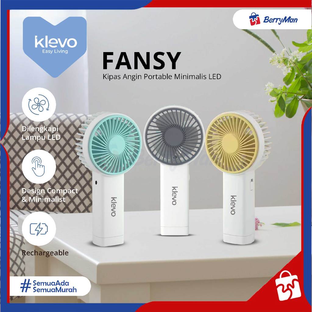 Jual KLEVO FANSY Kipas Angin Mini Genggam Portable LED Handheld Small ...