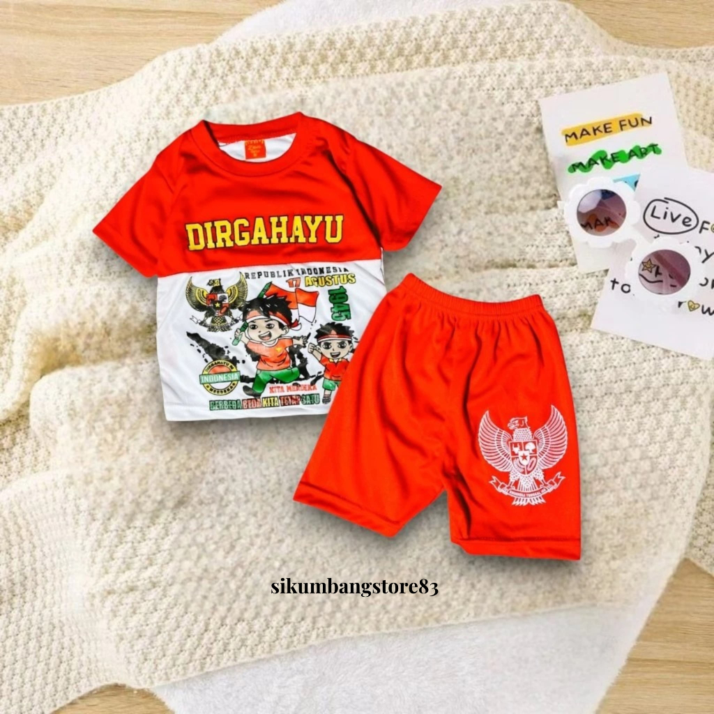 Jual Setelan merah putih anak kemerdekaan indonesia 17 agustus 1945 bahan jersey,dari mulai usia ...