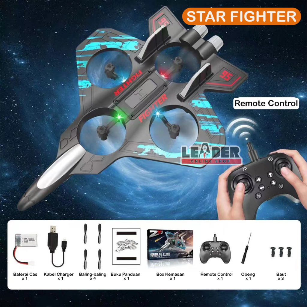 Jual RC PESAWAT DRONE JET TEMPUR 4 BALING LED MAINAN PESAWAT REMOT ...