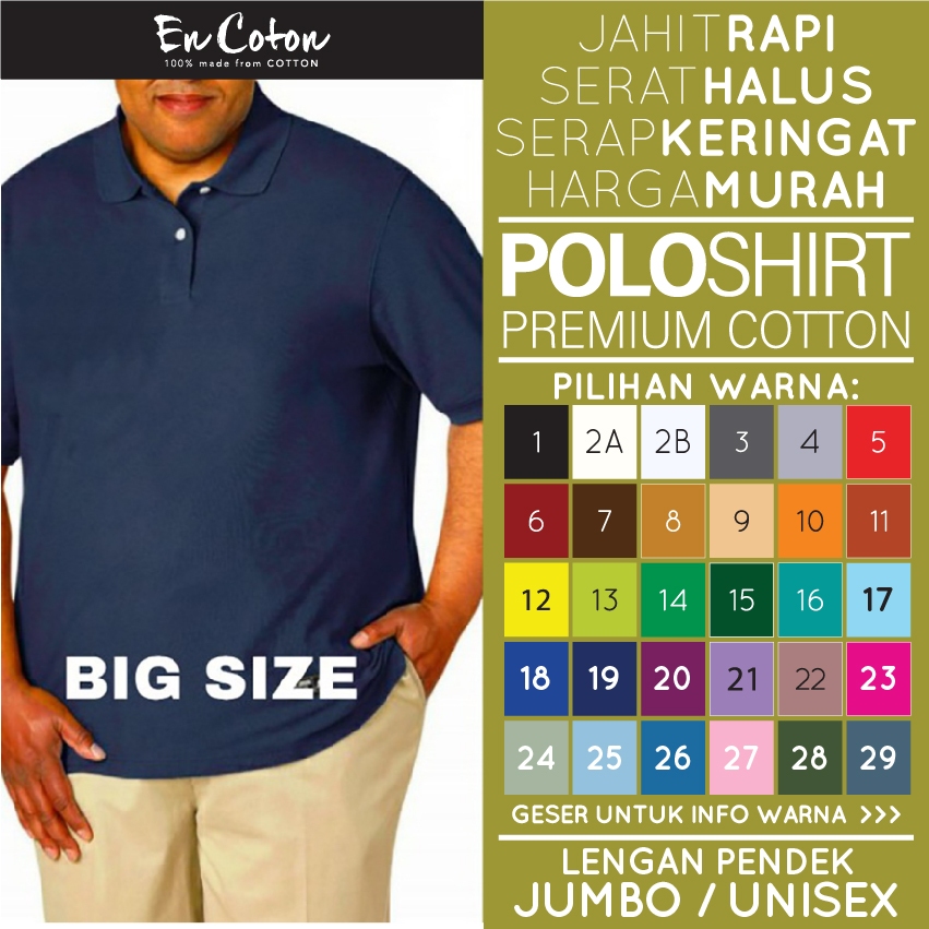 Jual KAOS Kerah Jumbo / Kaos POLO Shirt PREMIUM / Kaos BIGSIZE / Kaos Oversize | Shopee Indonesia