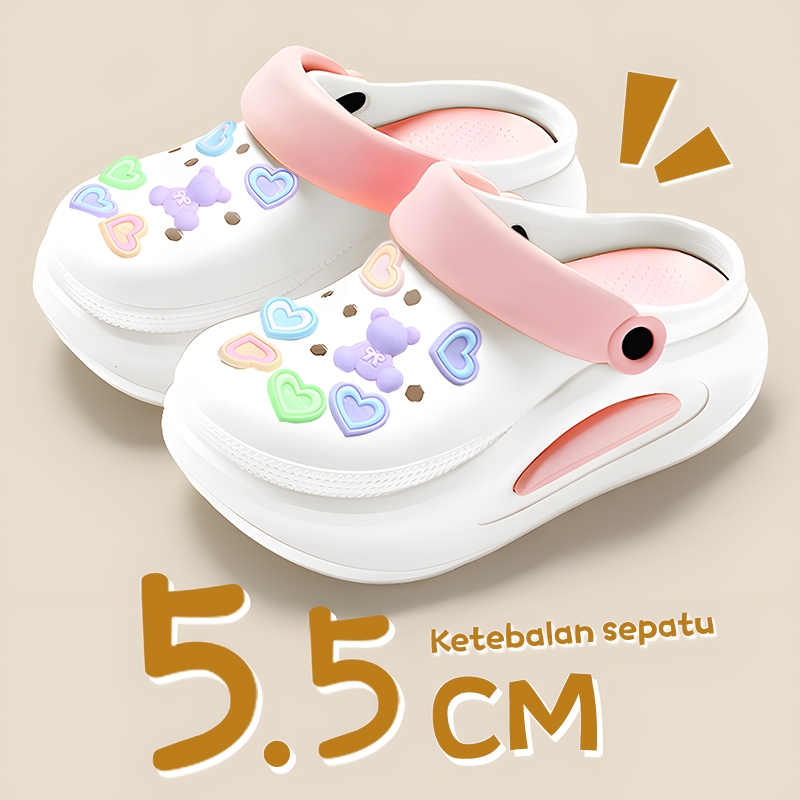 Jual Sandal wanita baru EVA sol tebal lunak lucu DIY sepatu bolong ...