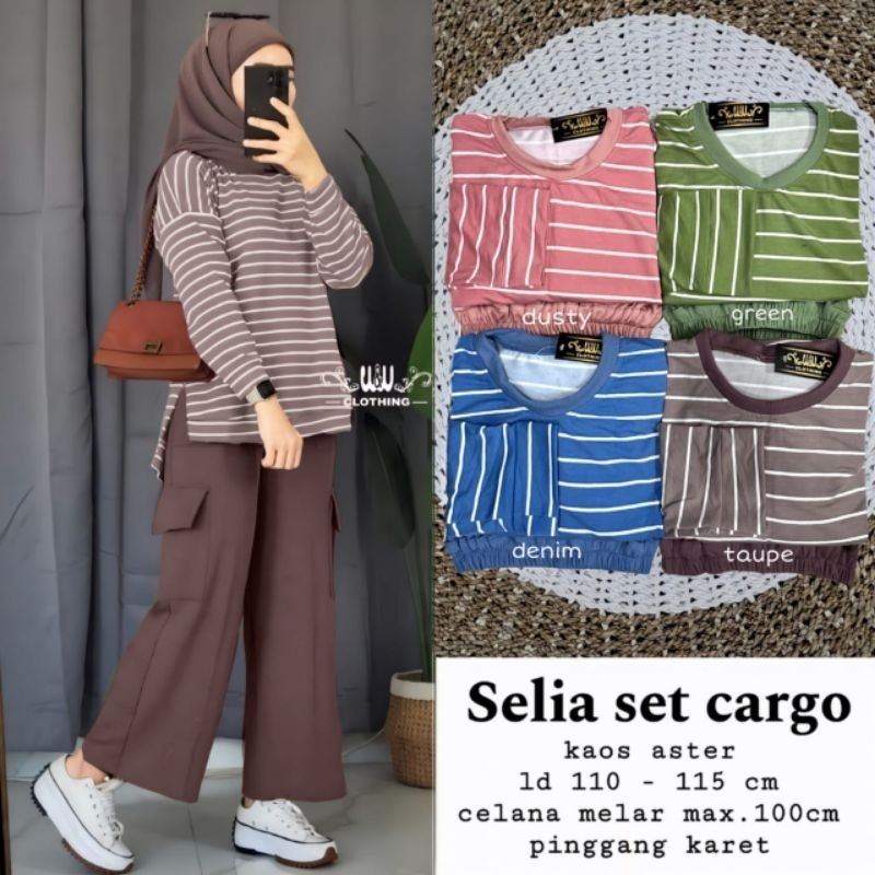 Jual Baju Setelan Cargo Wanita Terbaru Selia Set Cargo M L XL LD 100 ...