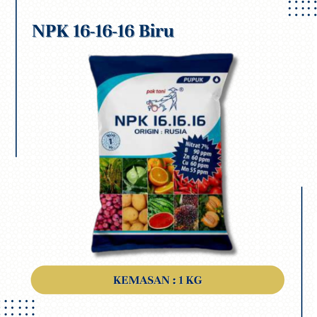 Jual Pupuk NPK Biru 16-16-16 Pak Tani Kemasan 1Kg | Shopee Indonesia