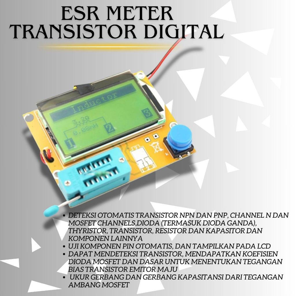 Jual ESR Meter Transistor Tester Digital RCD LCR T4 LED Mosfet Dioda ...