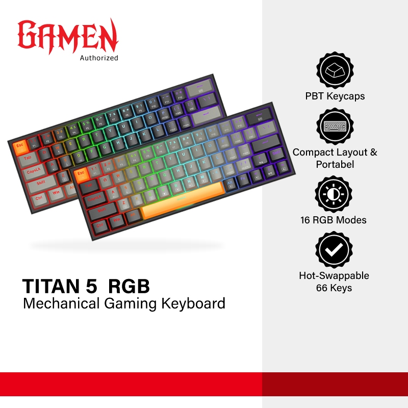 Jual GAMEN Titan 5 RGB 60 Percent Mechanical Gaming Keyboard RGB Outemu ...