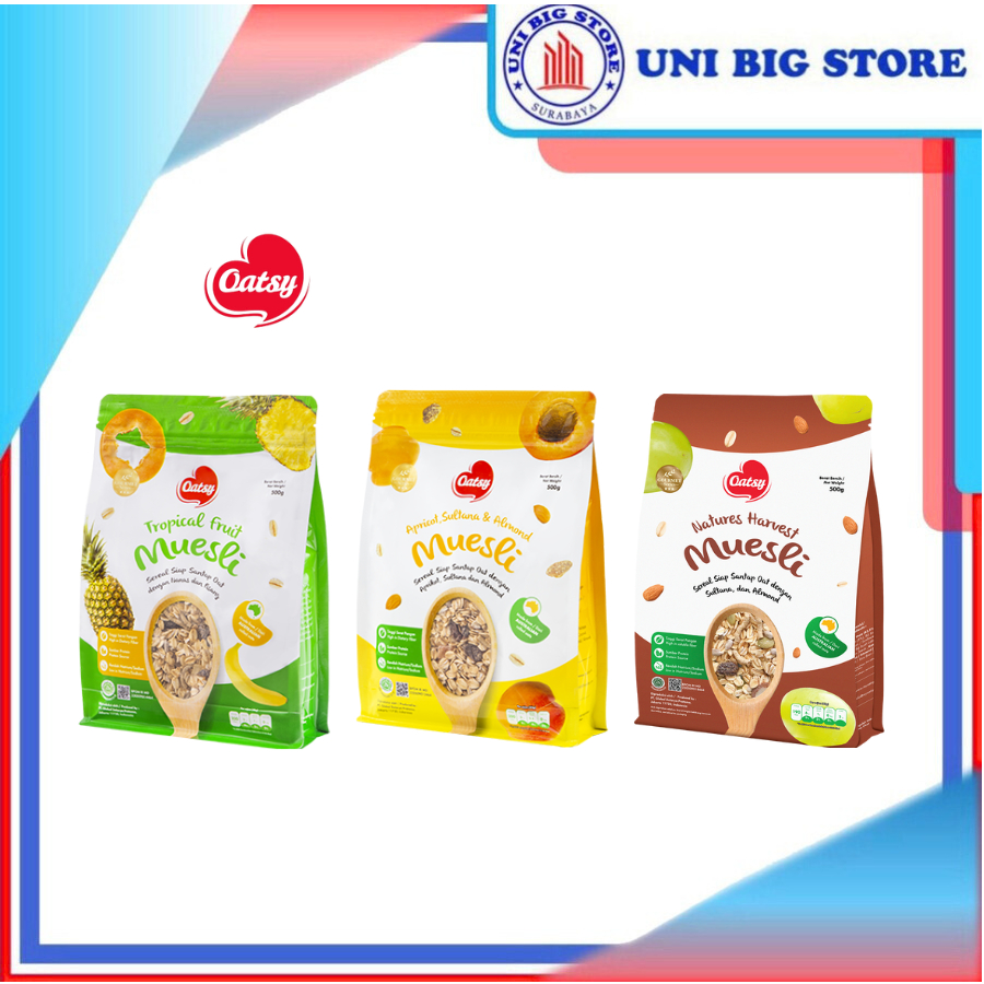 Jual OATSY Muesli Tropical Fruit - Natures Harvest - Apticot Almond ...