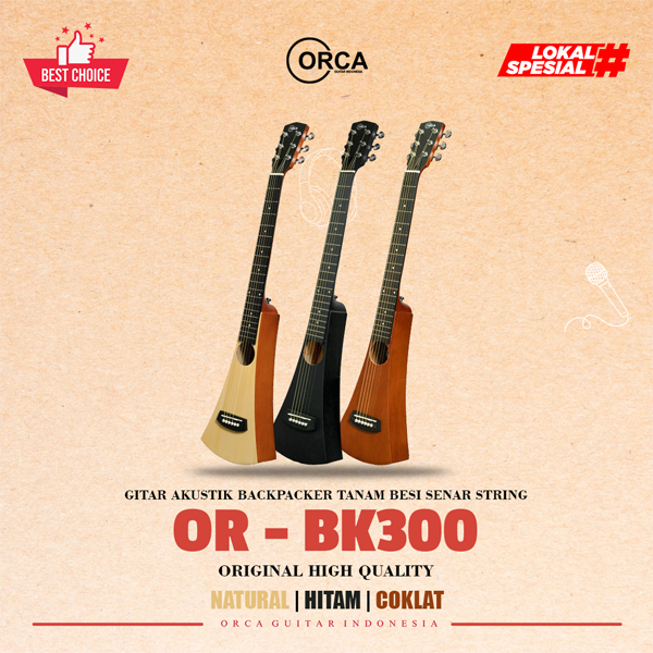 Jual ORCA Gitar Akustik Backpacker Tanam Besi OR - BK300 Senar String ...