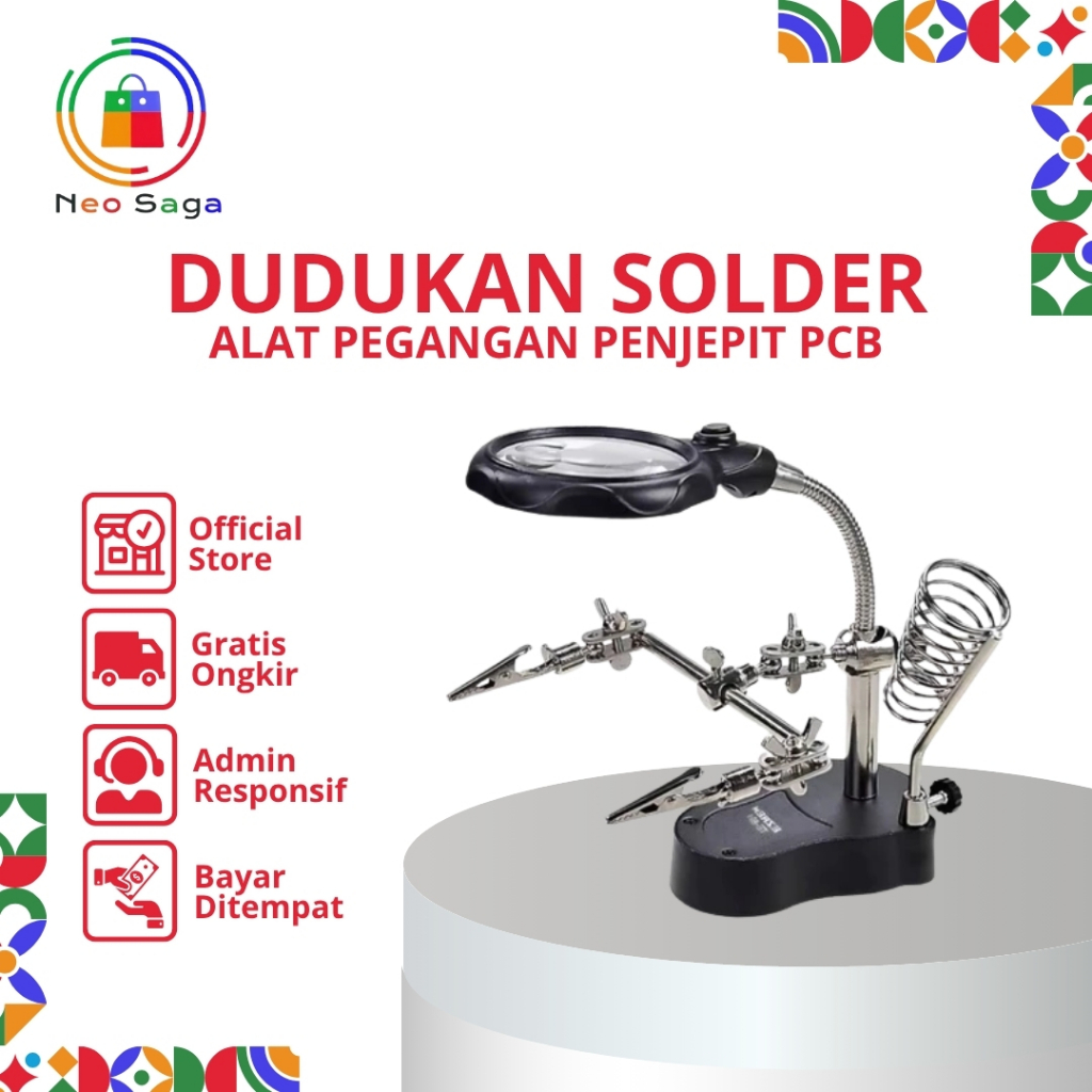Jual Alat Pegangan Penjepit PCB Dudukan Solder + Kaca Pembesar Solder ...
