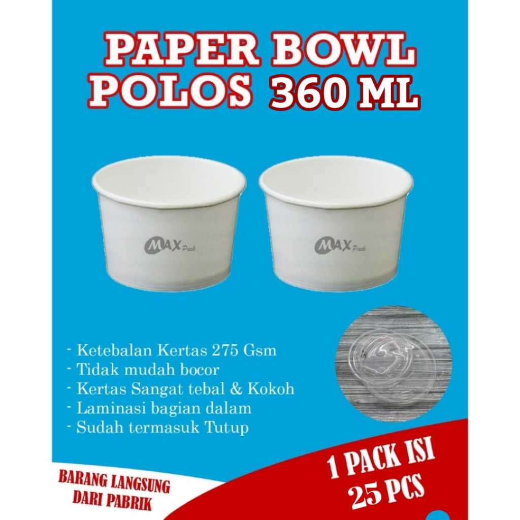 Jual (MIN ORDER 25PCS) Paper Bowl Putih polos 360ML/Mangkuk Kertas ...