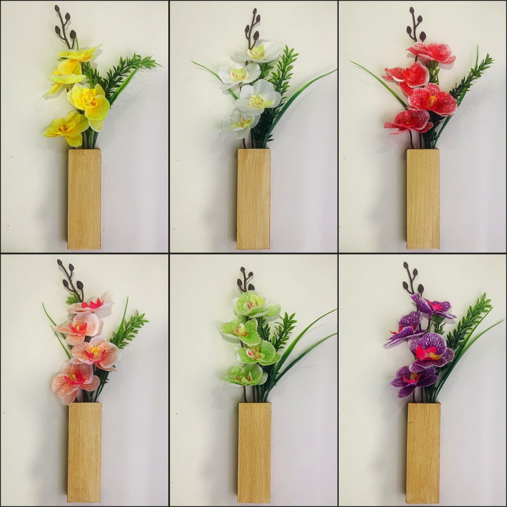 Jual Anggrek Pot Balok Kayu - Hiasan Dinding Bunga Artificial Estetik ...