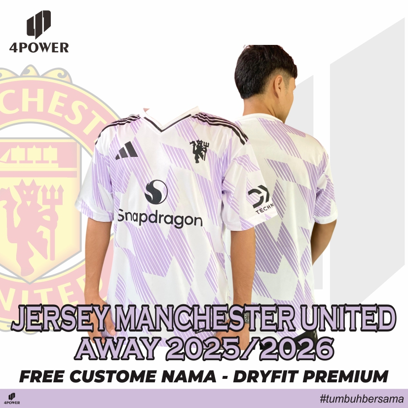 Jual 4POWER JERSEY MANCHESTER UNITED AWAY PUTIH 2025/2026 TERBARU ...