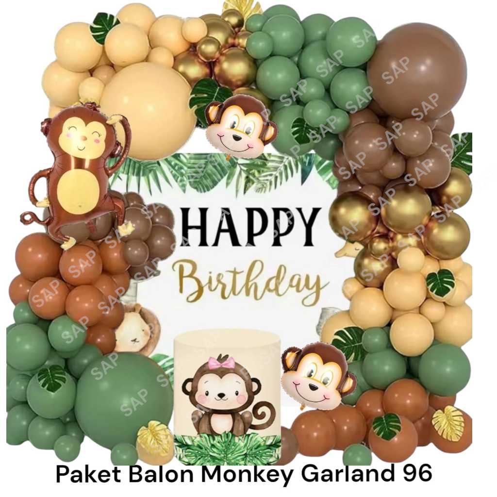 Jual Paket Balon MONKEY GARLAND 96SP/ Dekorasi Ulang Tahun Monkey ...