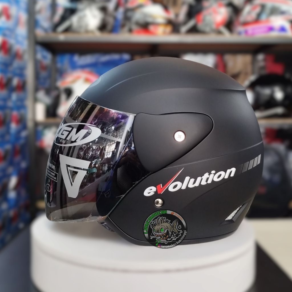 Jual HELM GM EVOLUTION SOLID BLACK DOFF | Shopee Indonesia