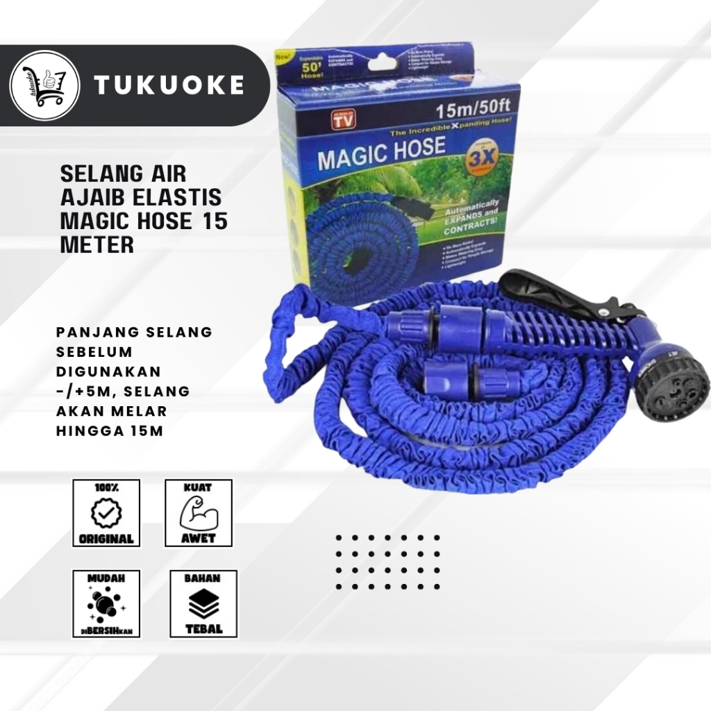 Jual SELANG AIR AJAIB ELASTIS MAGIC HOSE 15 METER/ 50FT ALAT SEMPROT ...
